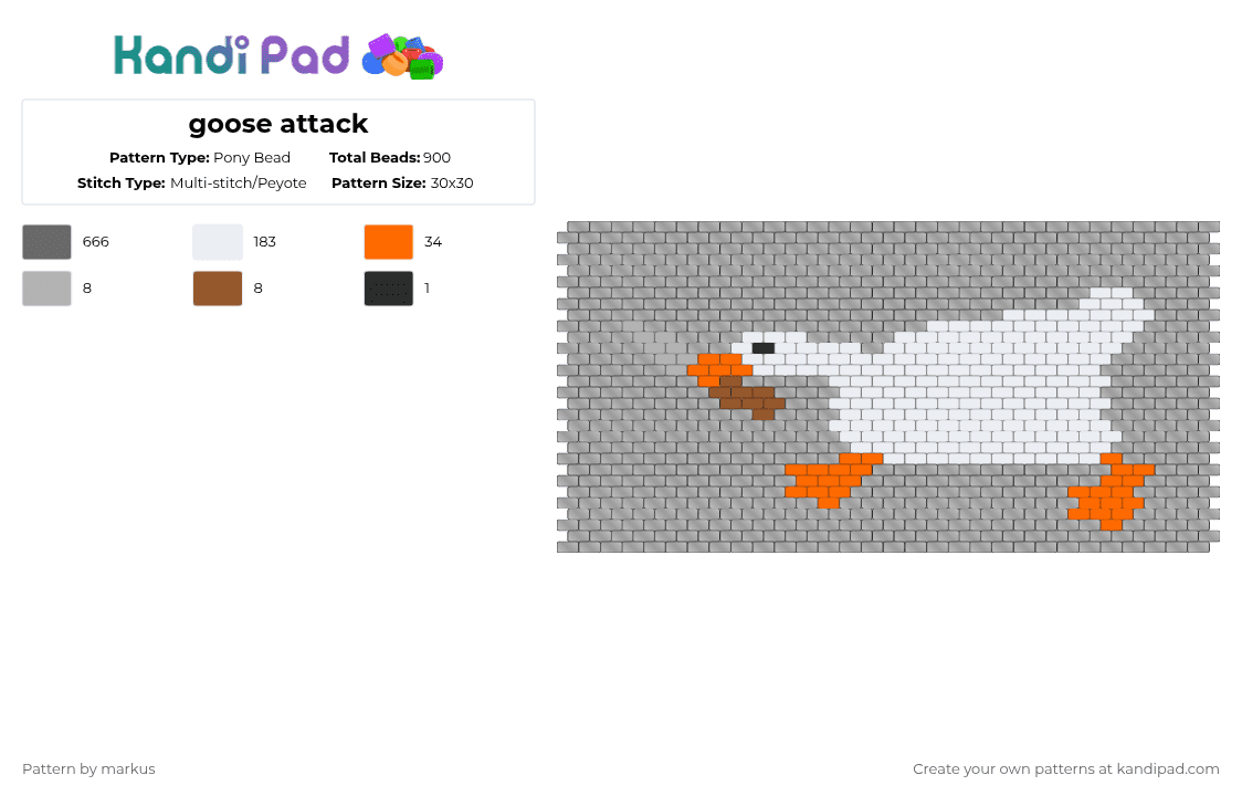 Goose attack Pony Bead Pattern - Kandi Pad | Kandi Patterns, Fuse Bead ...