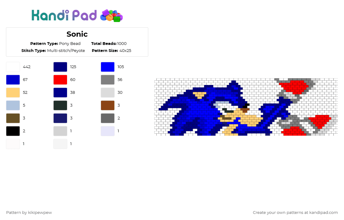 Sonic Pony Bead Pattern - Kandi Pad | Kandi Patterns, Fuse Bead ...