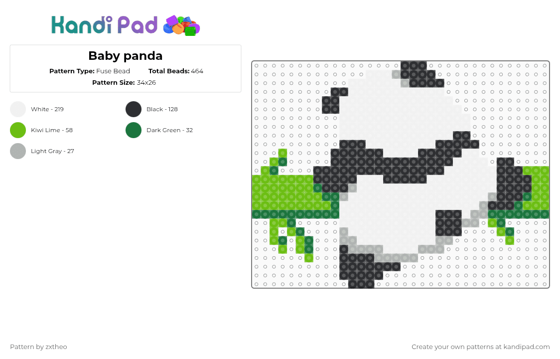 Baby panda Fuse Bead Pattern - Kandi Pad | Kandi Patterns, Fuse Bead ...