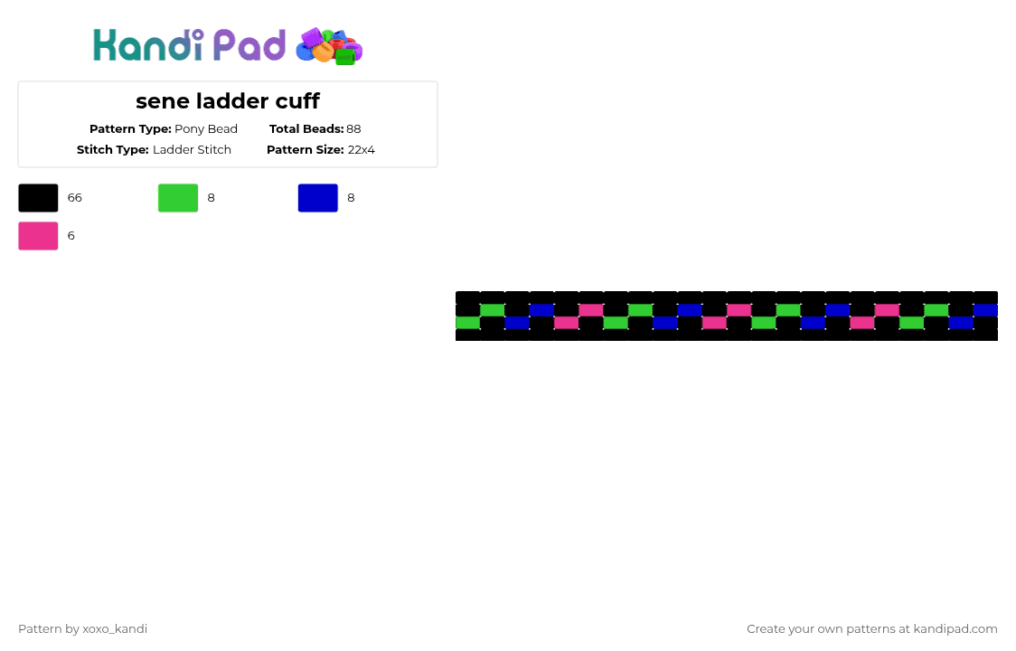 Sene ladder cuff Pony Bead Pattern - Kandi Pad | Kandi Patterns, Fuse ...