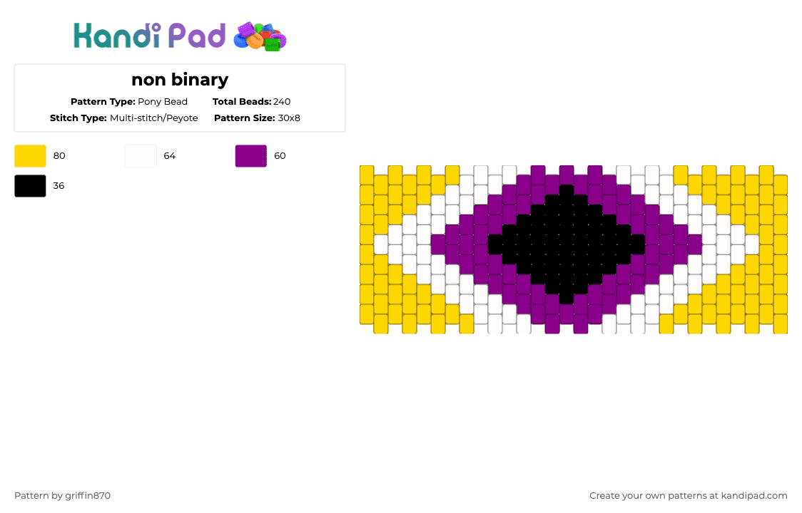Non binary Pony Bead Pattern - Kandi Pad | Kandi Patterns, Fuse Bead ...