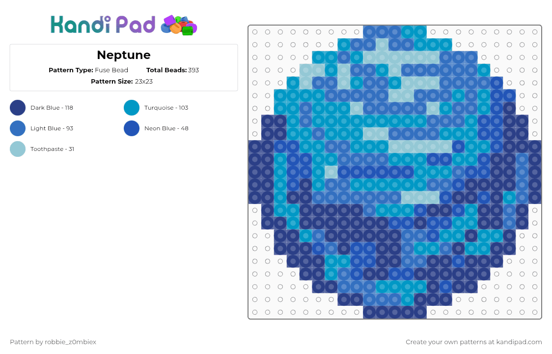 Neptune Fuse Bead Pattern - Kandi Pad | Kandi Patterns, Fuse Bead ...