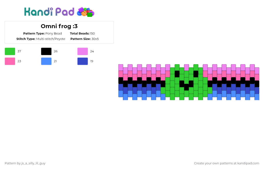 Omni frog :3 Pony Bead Pattern - Kandi Pad | Kandi Patterns, Fuse Bead ...