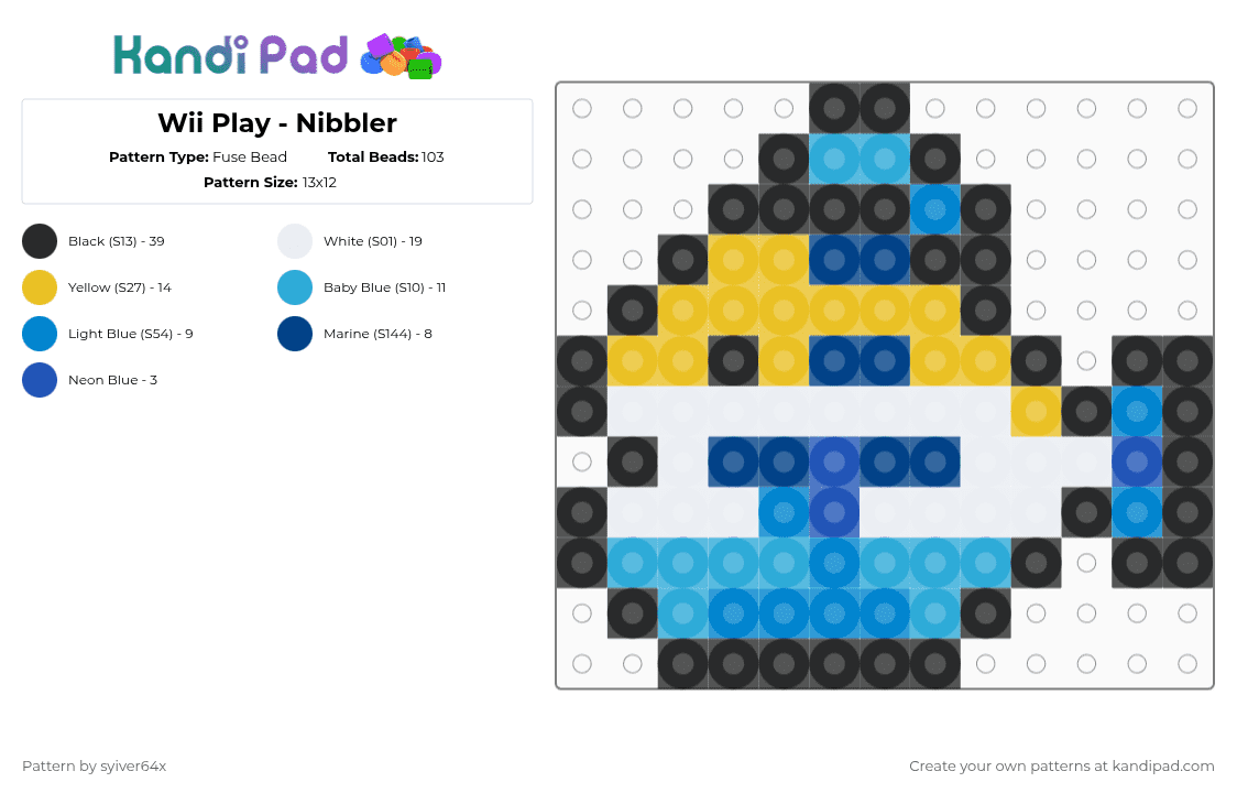 Wii Play - Nibbler Fuse Bead Pattern - Kandi Pad | Kandi Patterns, Fuse ...