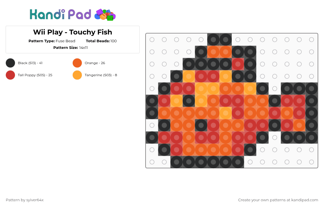 Wii Play - Touchy Fish Fuse Bead Pattern - Kandi Pad | Kandi Patterns ...