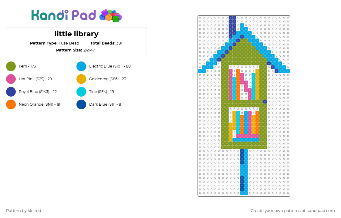 Little library Fuse Bead Pattern - Kandi Pad | Kandi Patterns, Fuse ...