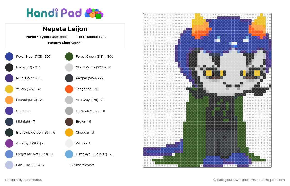 Nepeta Leijon Fuse Bead Pattern - Kandi Pad | Kandi Patterns, Fuse Bead ...