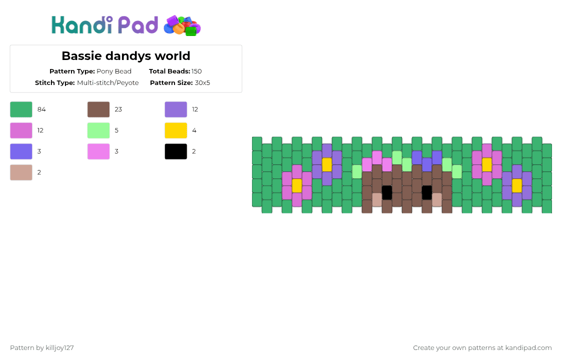Bassie dandys world Pony Bead Pattern - Kandi Pad | Kandi Patterns ...