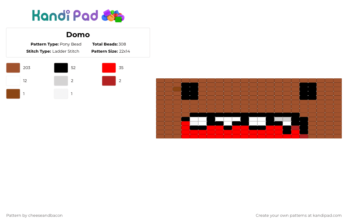 Domo Pony Bead Pattern - Kandi Pad | Kandi Patterns, Fuse Bead Patterns ...