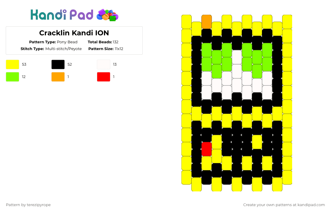Cracklin Kandi ION Pony Bead Pattern - Kandi Pad | Kandi Patterns, Fuse ...