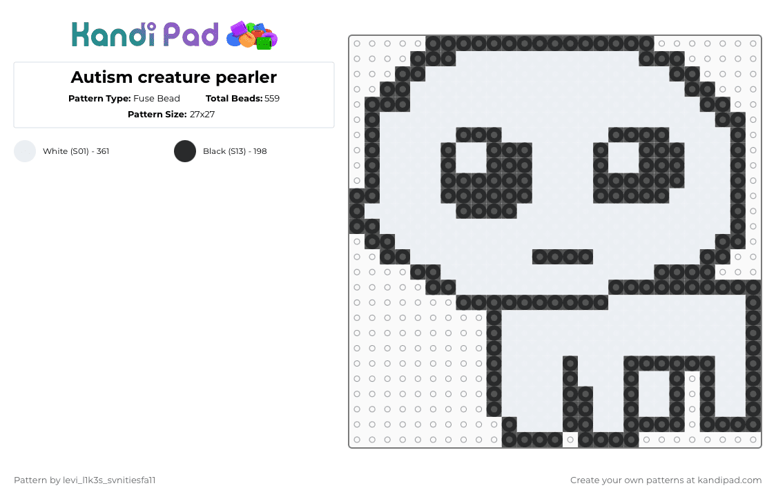 Autism creature pearler Fuse Bead Pattern - Kandi Pad | Kandi Patterns ...