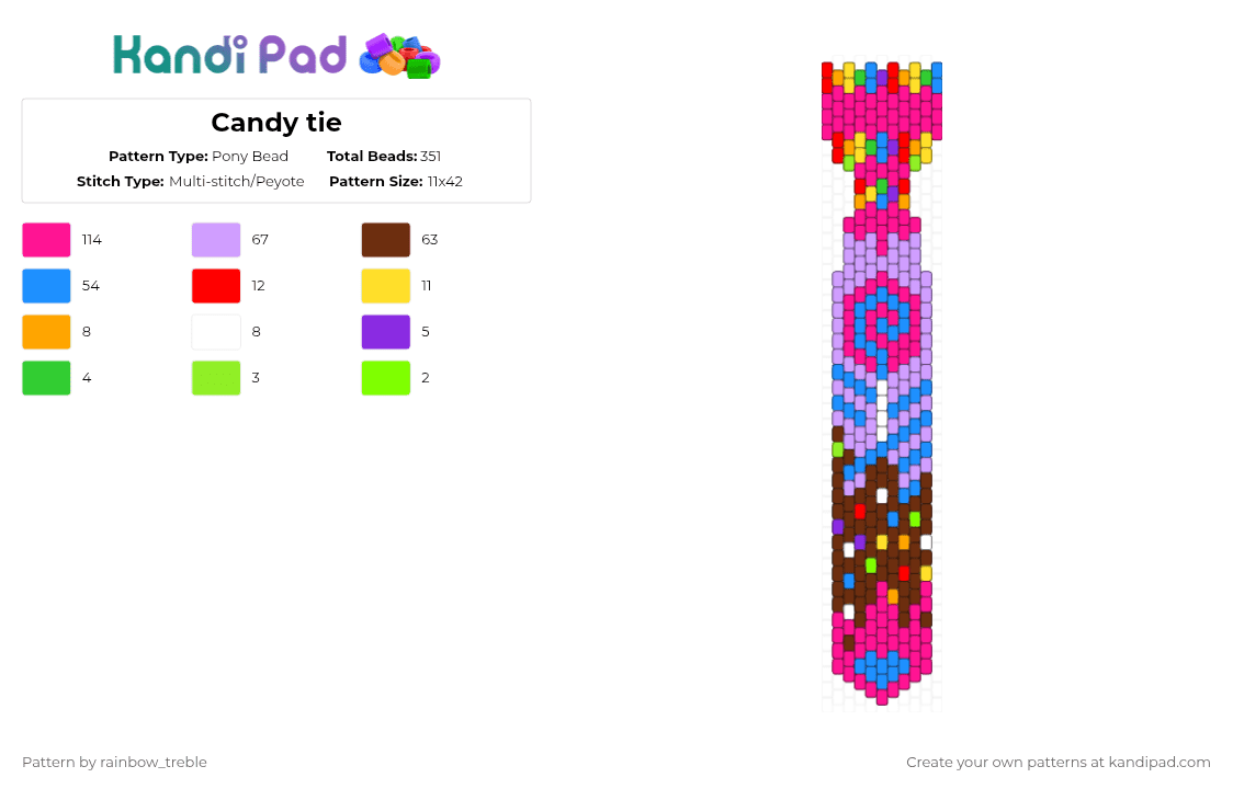 Candy tie Pony Bead Pattern - Kandi Pad | Kandi Patterns, Fuse Bead ...