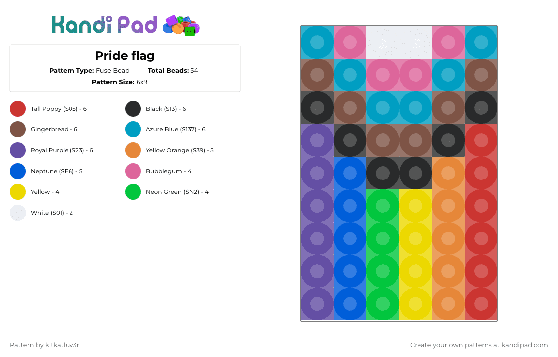 Pride flag Fuse Bead Pattern - Kandi Pad | Kandi Patterns, Fuse Bead ...