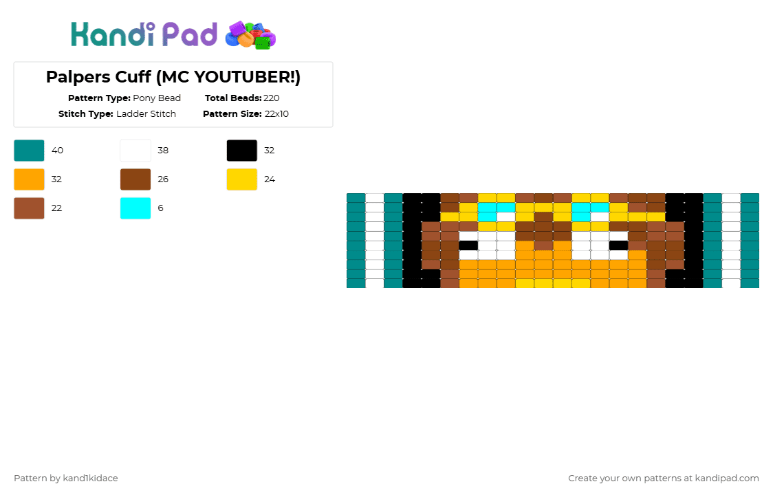 Palpers Cuff (MC YOUTUBER!) Pony Bead Pattern - Kandi Pad | Kandi ...
