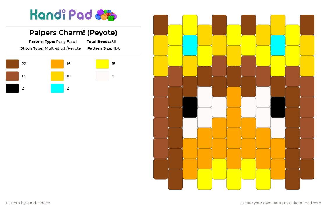 Palpers Charm! (Peyote) Pony Bead Pattern - Kandi Pad | Kandi Patterns ...