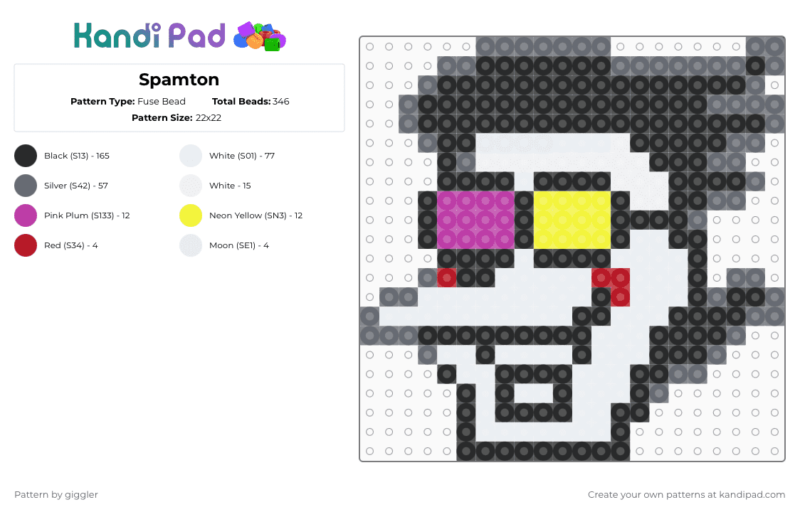 Spamton Fuse Bead Pattern - Kandi Pad | Kandi Patterns, Fuse Bead ...