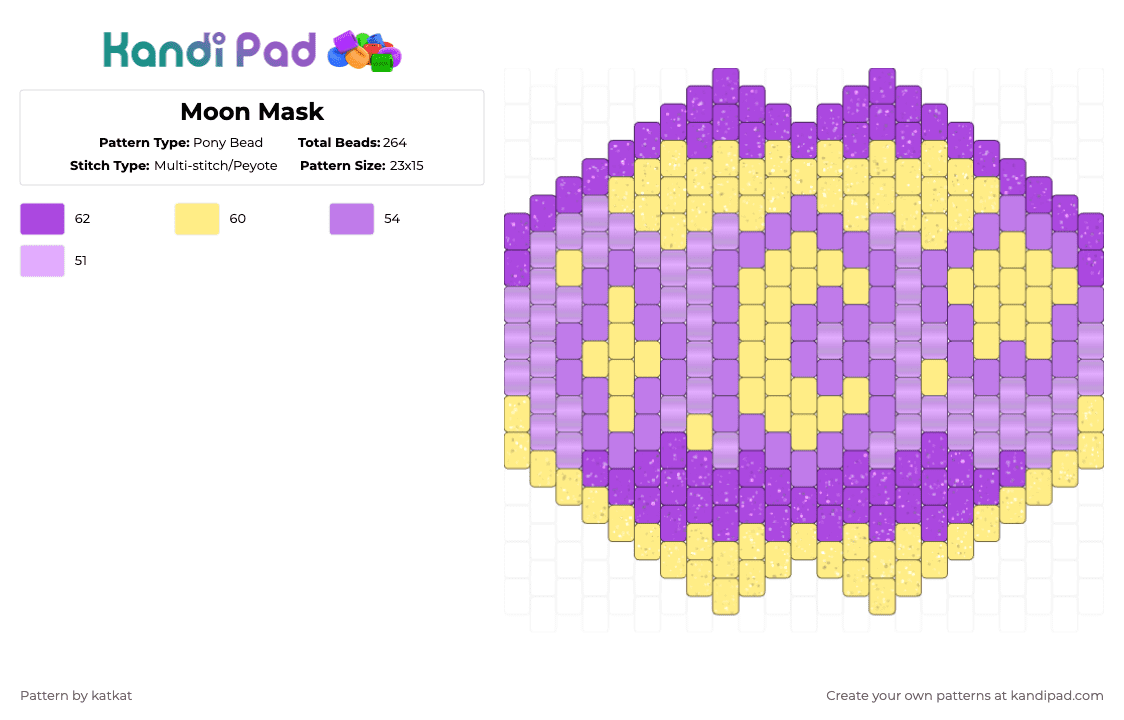 Moon Mask Pony Bead Pattern - Kandi Pad | Kandi Patterns, Fuse Bead ...
