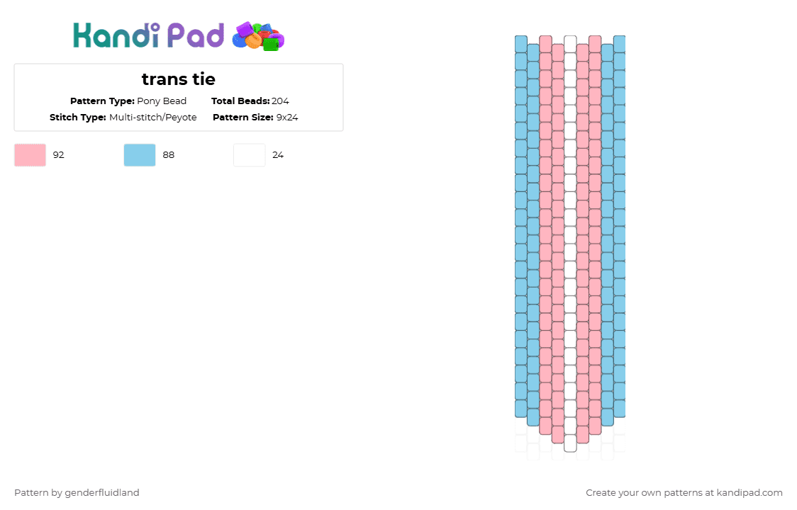Trans tie Pony Bead Pattern - Kandi Pad | Kandi Patterns, Fuse Bead ...