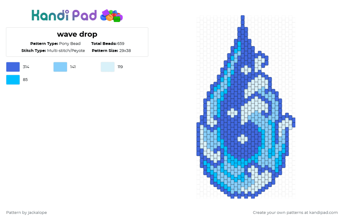 Wave drop Pony Bead Pattern - Kandi Pad | Kandi Patterns, Fuse Bead ...