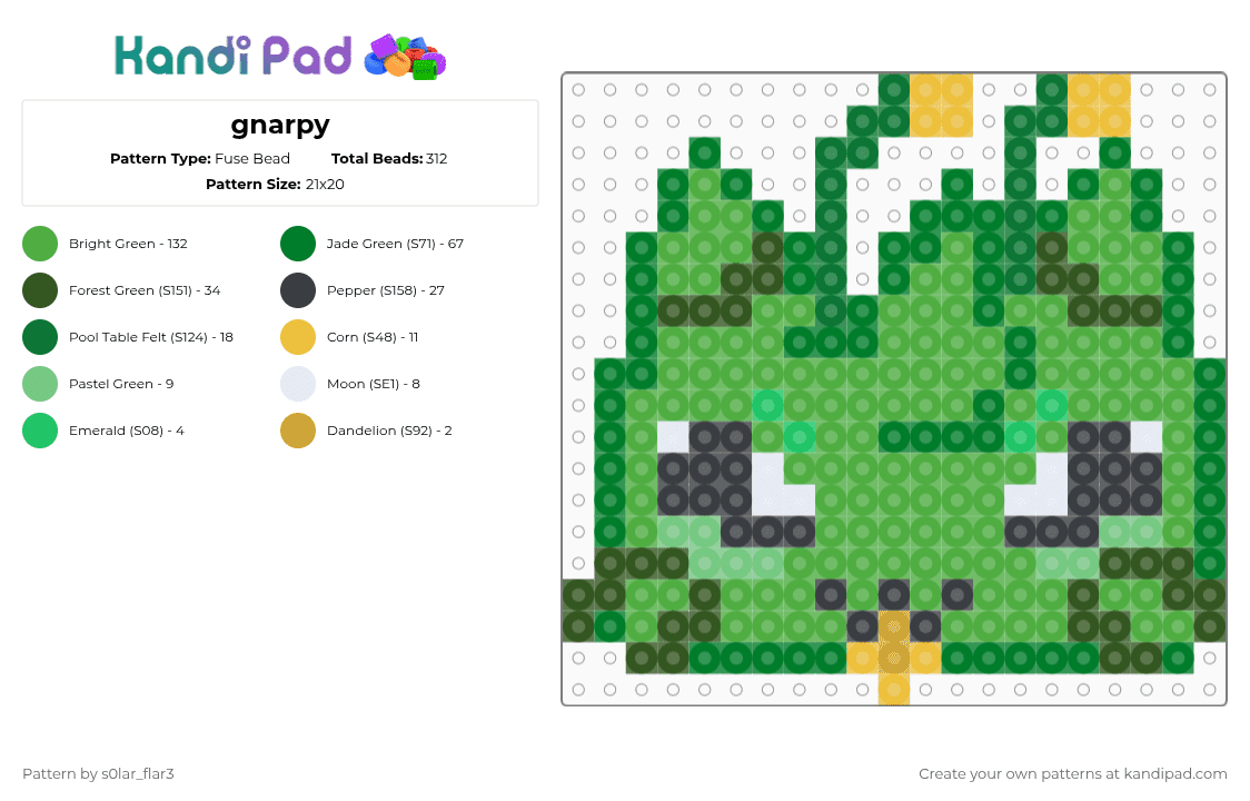 Gnarpy Fuse Bead Pattern - Kandi Pad | Kandi Patterns, Fuse Bead ...