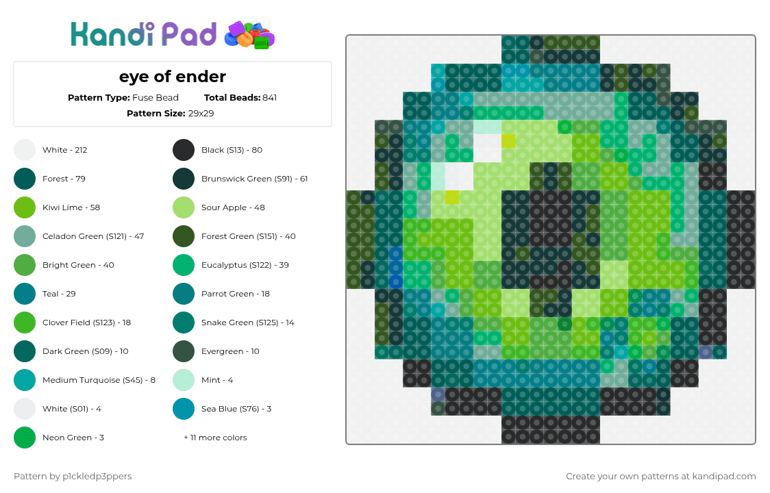 Eye of ender Fuse Bead Pattern - Kandi Pad | Kandi Patterns, Fuse Bead ...