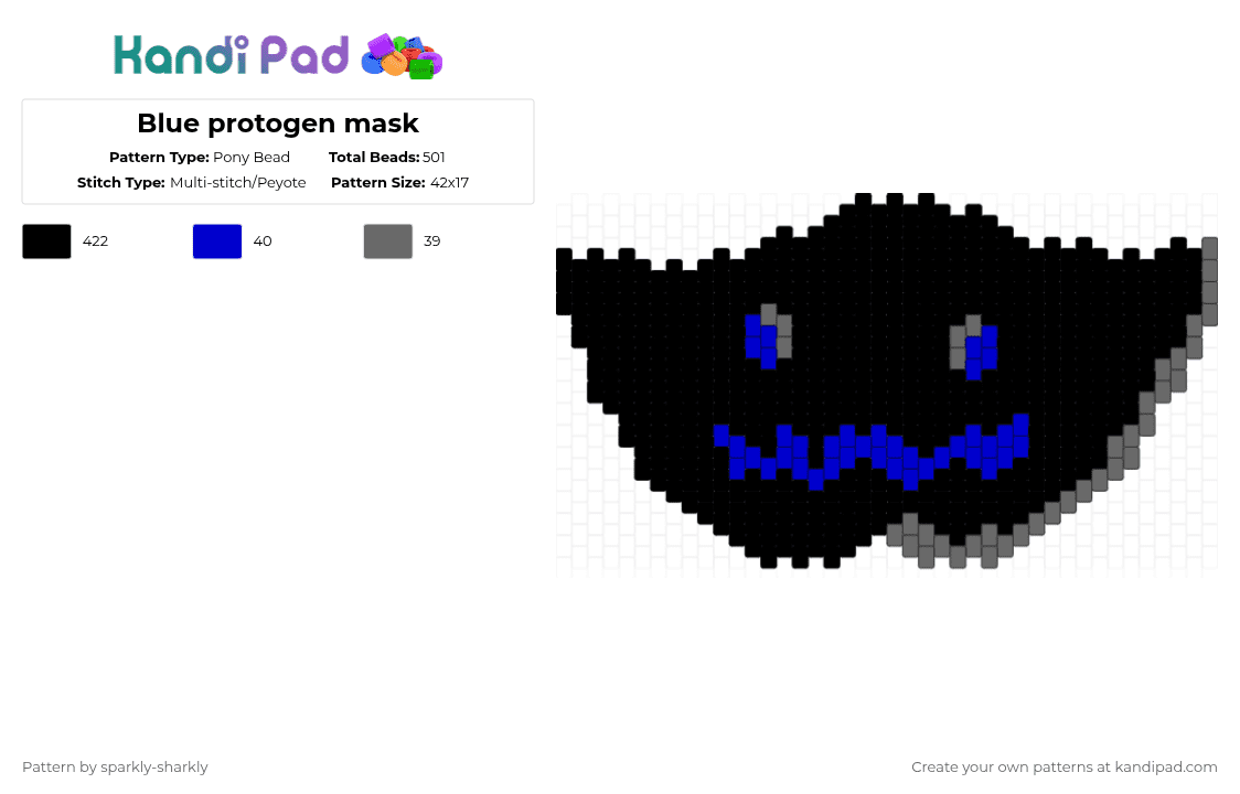 Blue protogen mask Pony Bead Pattern - Kandi Pad | Kandi Patterns, Fuse ...