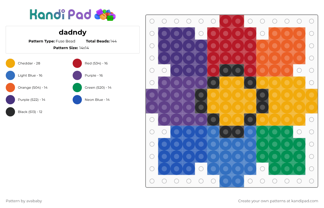 Dadndy Fuse Bead Pattern - Kandi Pad | Kandi Patterns, Fuse Bead ...