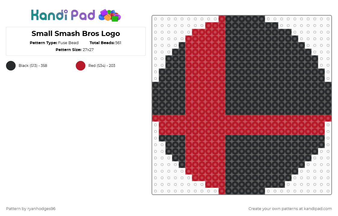 Small Smash Bros Logo Fuse Bead Pattern - Kandi Pad | Kandi Patterns ...