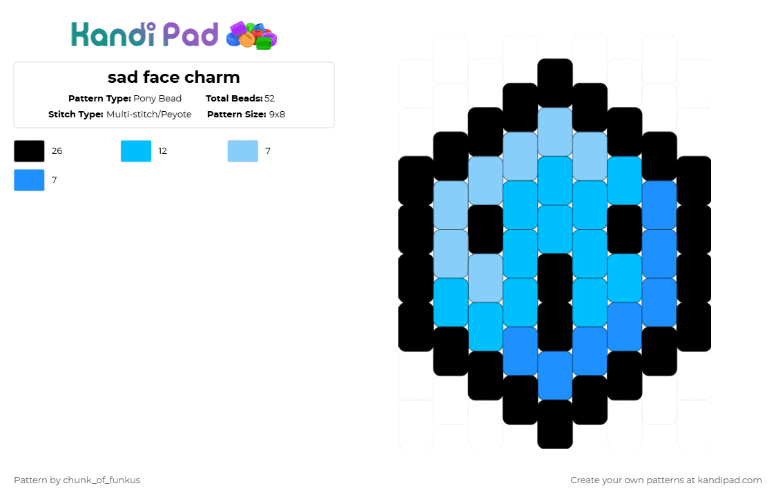 Sad face charm Pony Bead Pattern - Kandi Pad | Kandi Patterns, Fuse ...