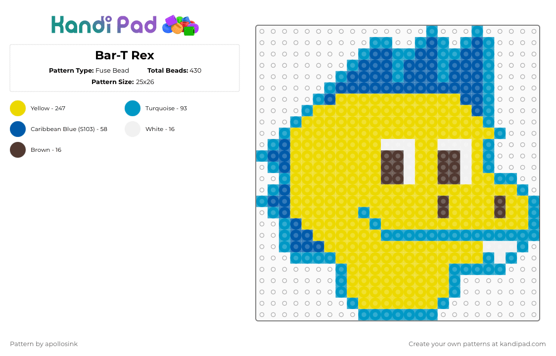 Bar-T Rex by Ace Daniels Fuse Bead Pattern - Kandi Pad | Kandi Patterns ...