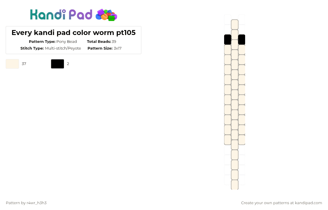 Every kandi pad color worm pt105 Pony Bead Pattern - Kandi Pad | Kandi ...