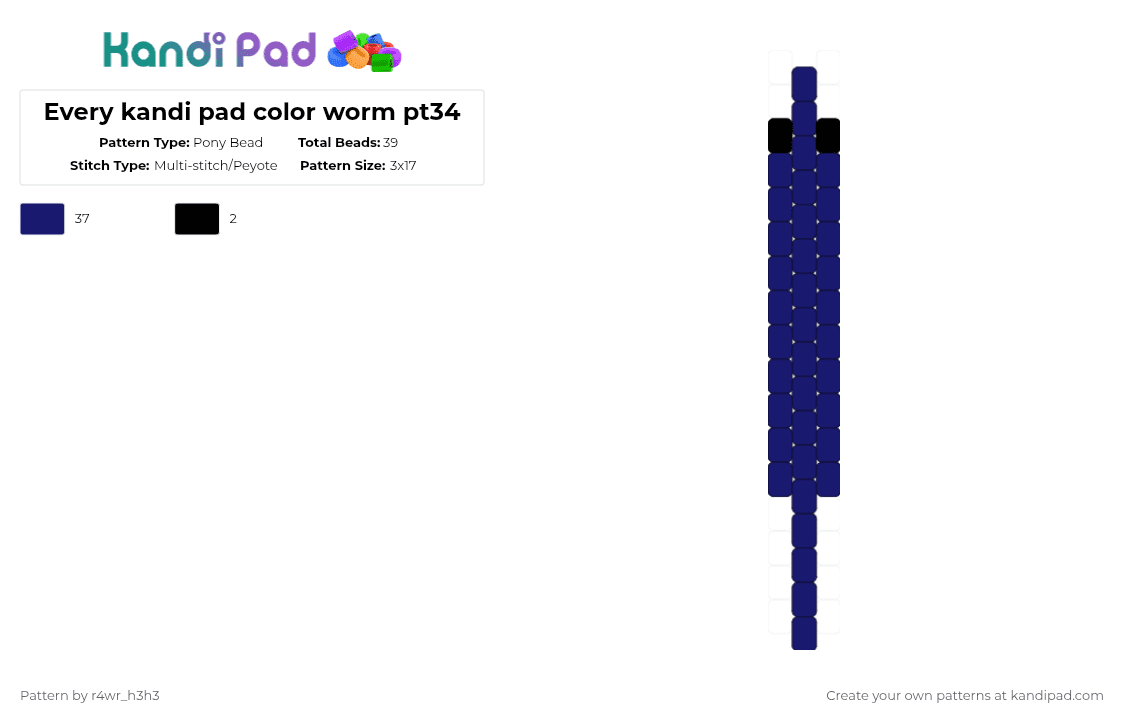 Every kandi pad color worm pt34 Pony Bead Pattern - Kandi Pad | Kandi ...
