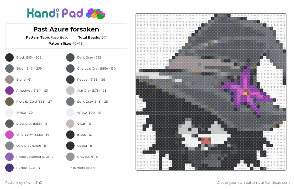 Past Azure forsaken Fuse Bead Pattern - Kandi Pad | Kandi Patterns ...