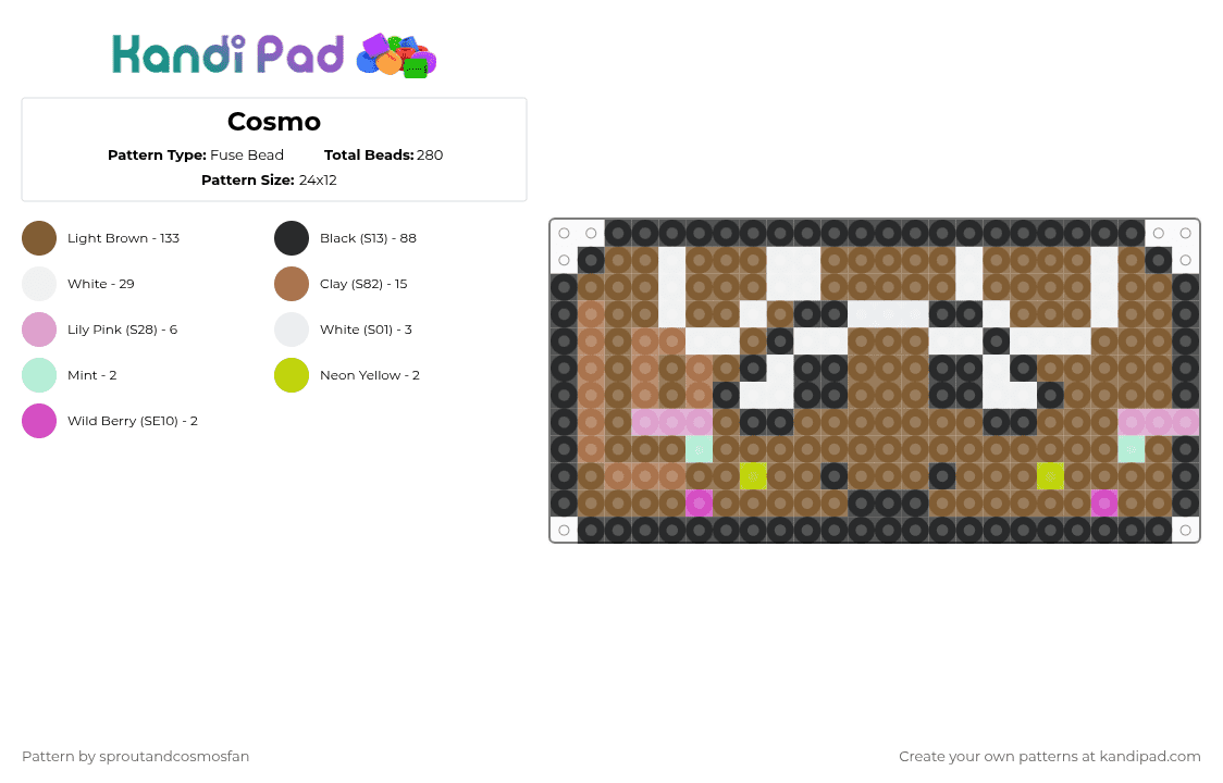 Cosmo Fuse Bead Pattern - Kandi Pad | Kandi Patterns, Fuse Bead ...