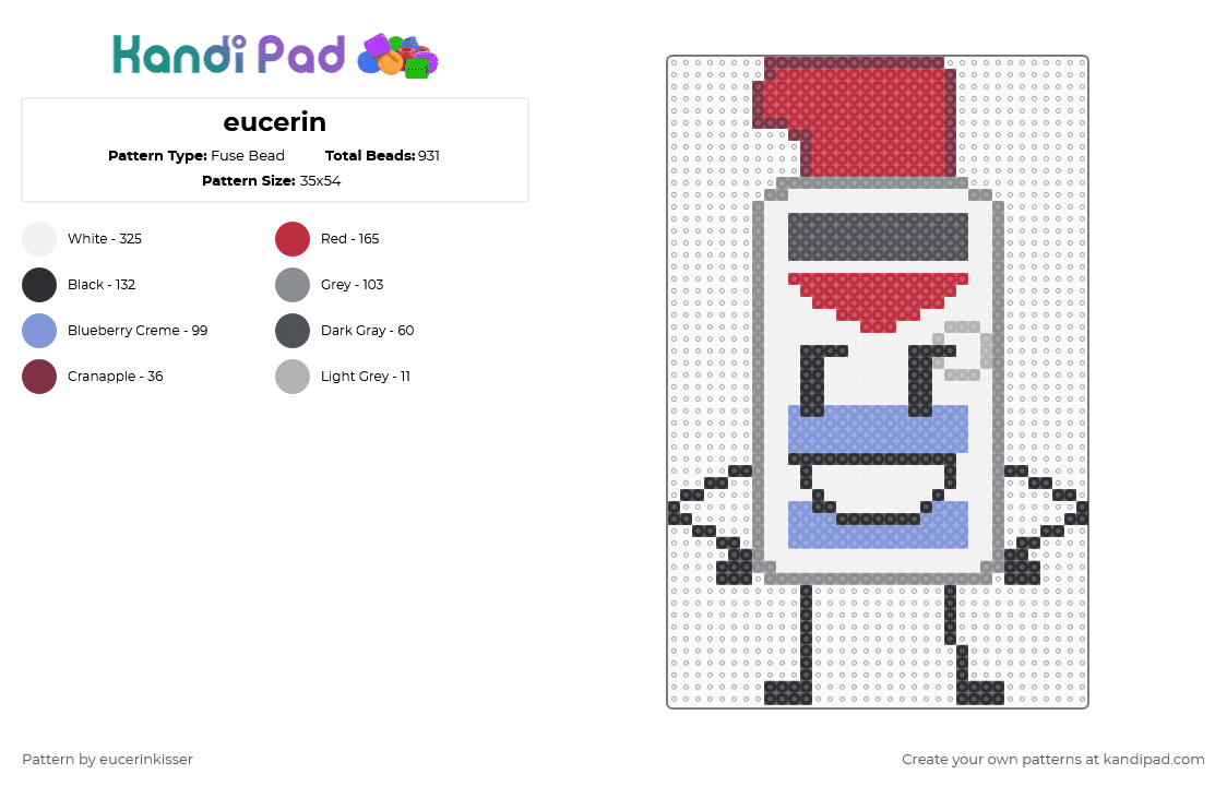 Eucerin Fuse Bead Pattern - Kandi Pad | Kandi Patterns, Fuse Bead ...