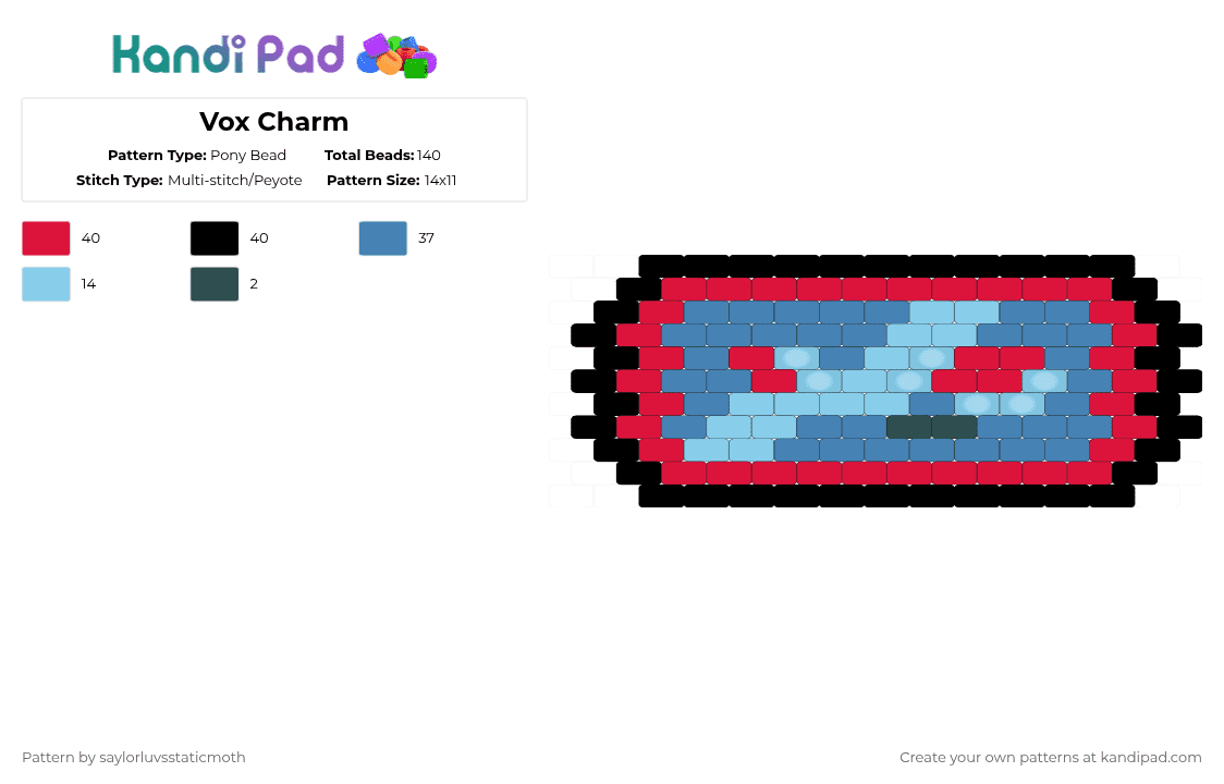Vox Charm Pony Bead Pattern - Kandi Pad | Kandi Patterns, Fuse Bead ...