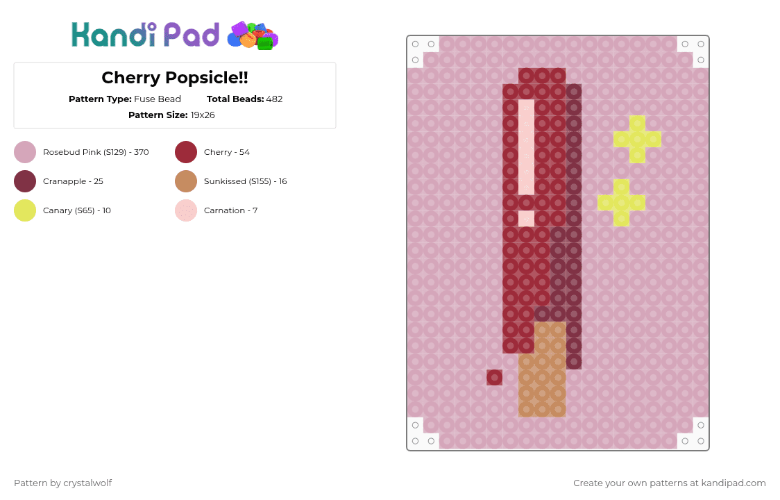 Cherry Popsicle!! Fuse Bead Pattern - Kandi Pad | Kandi Patterns, Fuse ...