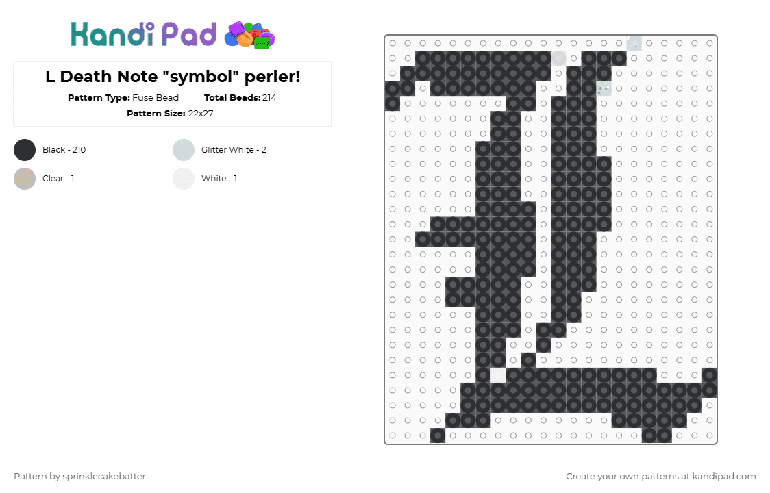 L Death Note "symbol" perler! Fuse Bead Pattern - Kandi Pad | Kandi ...
