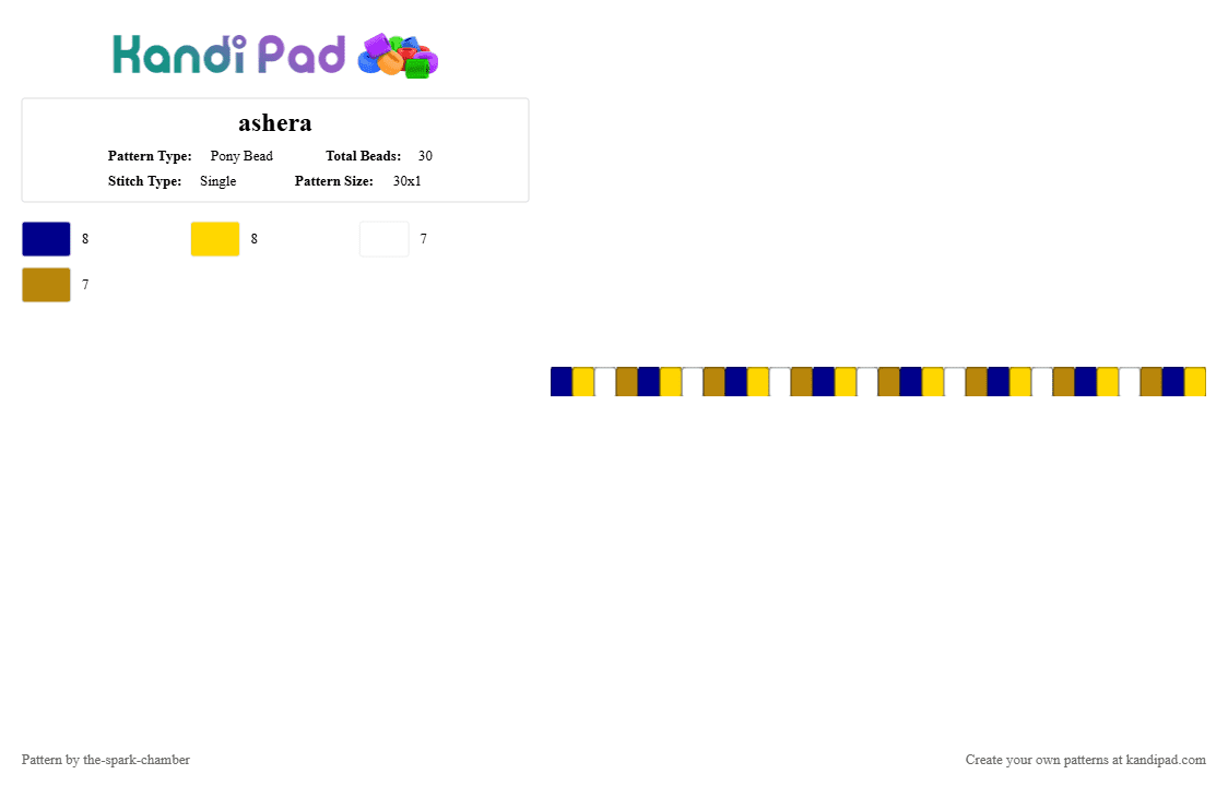 Ashera Pony Bead Pattern - Kandi Pad | Kandi Patterns, Fuse Bead ...