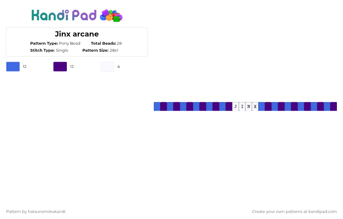 Jinx arcane Pony Bead Pattern - Kandi Pad | Kandi Patterns, Fuse Bead ...