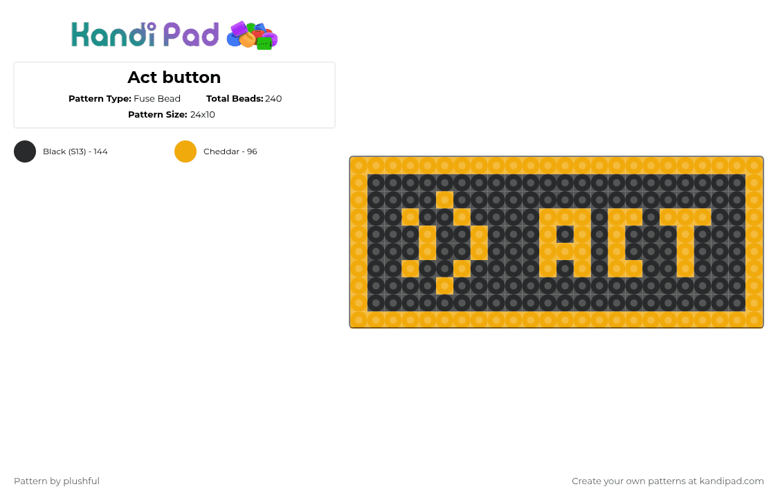 Act button Fuse Bead Pattern - Kandi Pad | Kandi Patterns, Fuse Bead ...