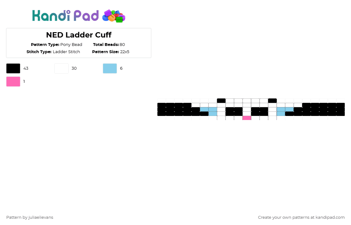 NED Ladder Cuff Pony Bead Pattern - Kandi Pad | Kandi Patterns, Fuse ...