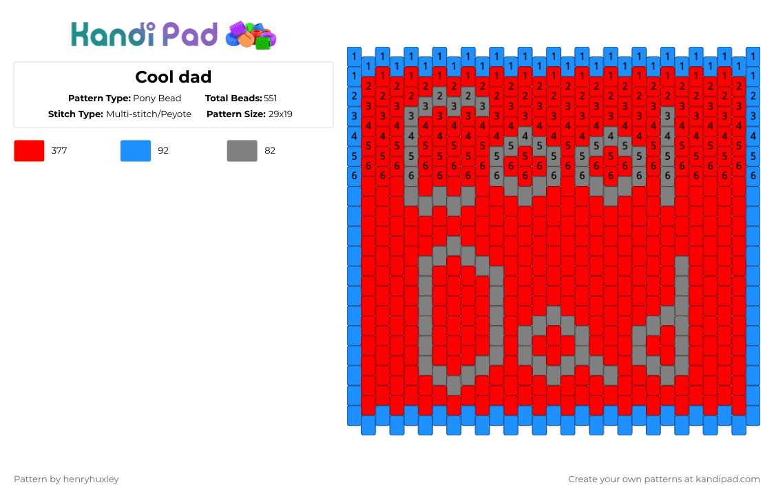 Cool dad Pony Bead Pattern - Kandi Pad | Kandi Patterns, Fuse Bead ...