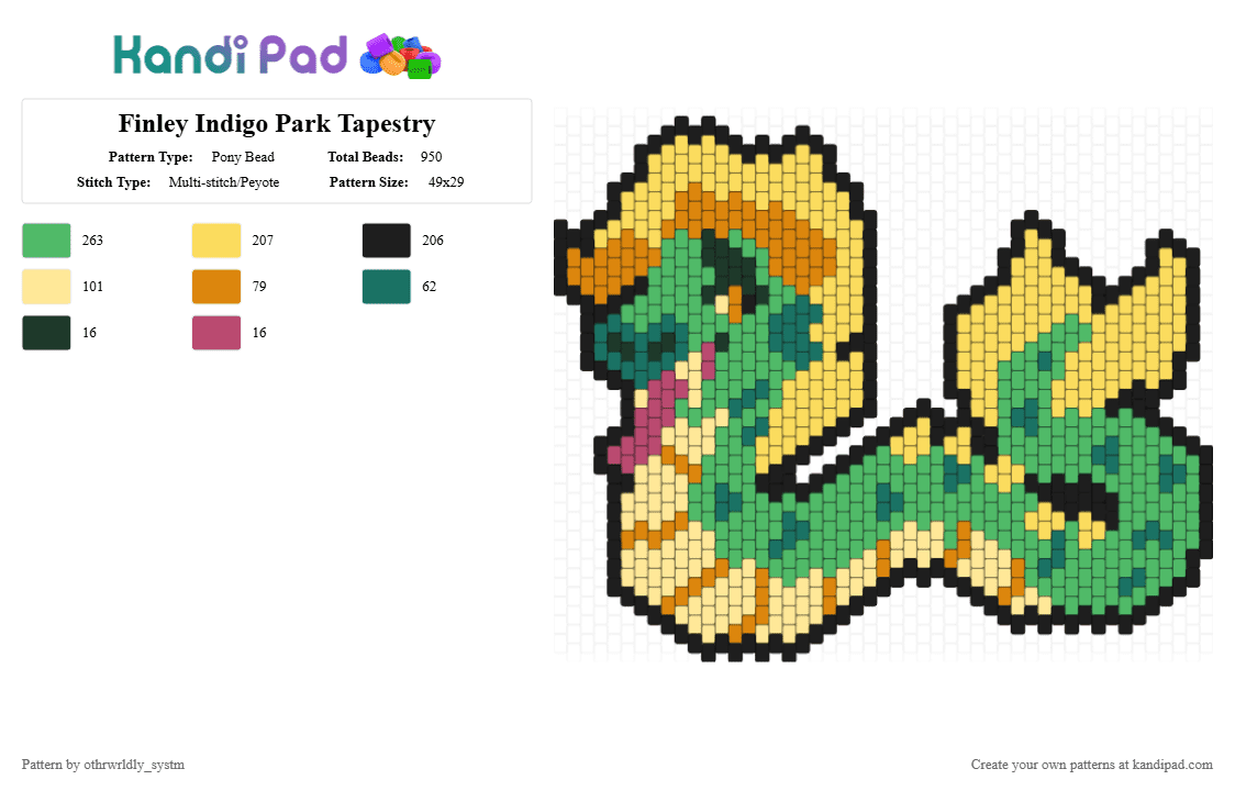 Finley Indigo Park Tapestry Pony Bead Pattern - Kandi Pad | Kandi ...