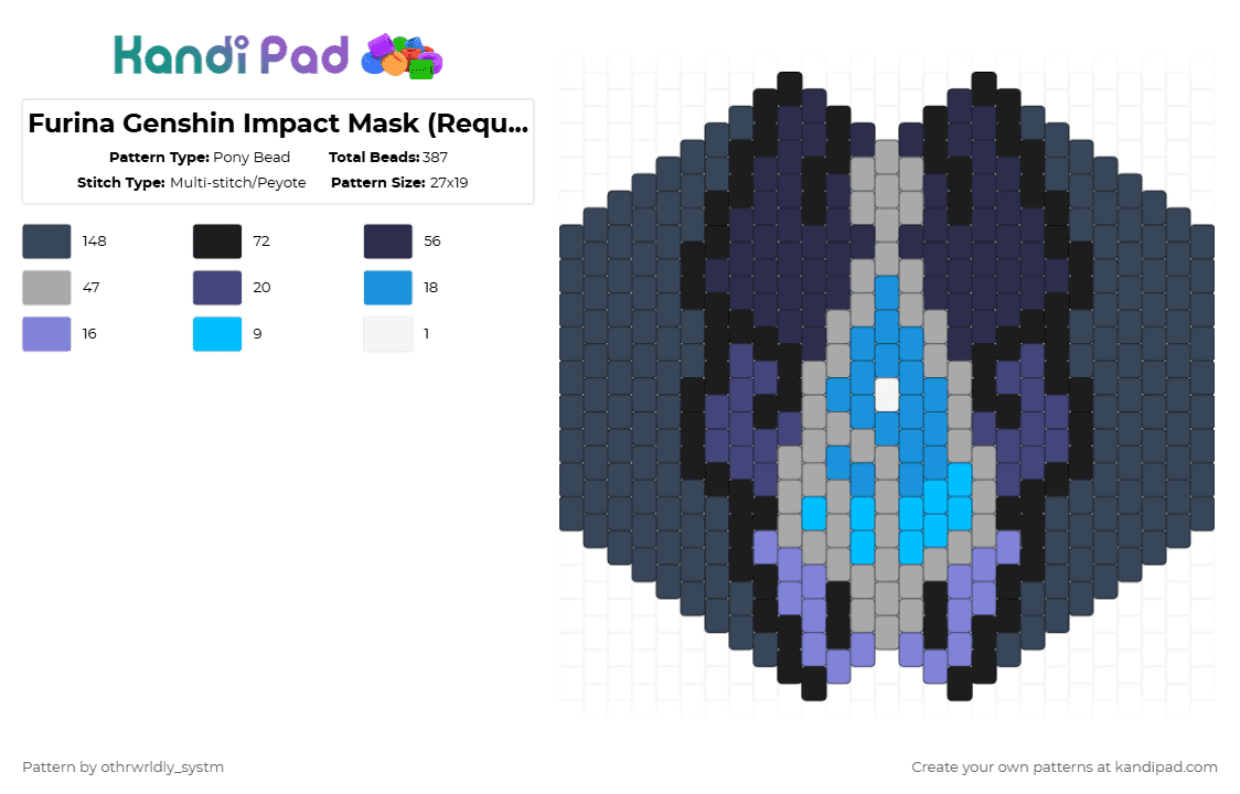 Furina Genshin Impact Mask (Request) Pony Bead Pattern - Kandi Pad ...