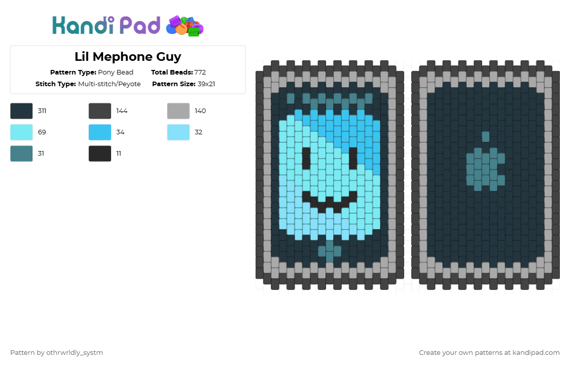 Lil Mephone Guy Pony Bead Pattern - Kandi Pad | Kandi Patterns, Fuse ...
