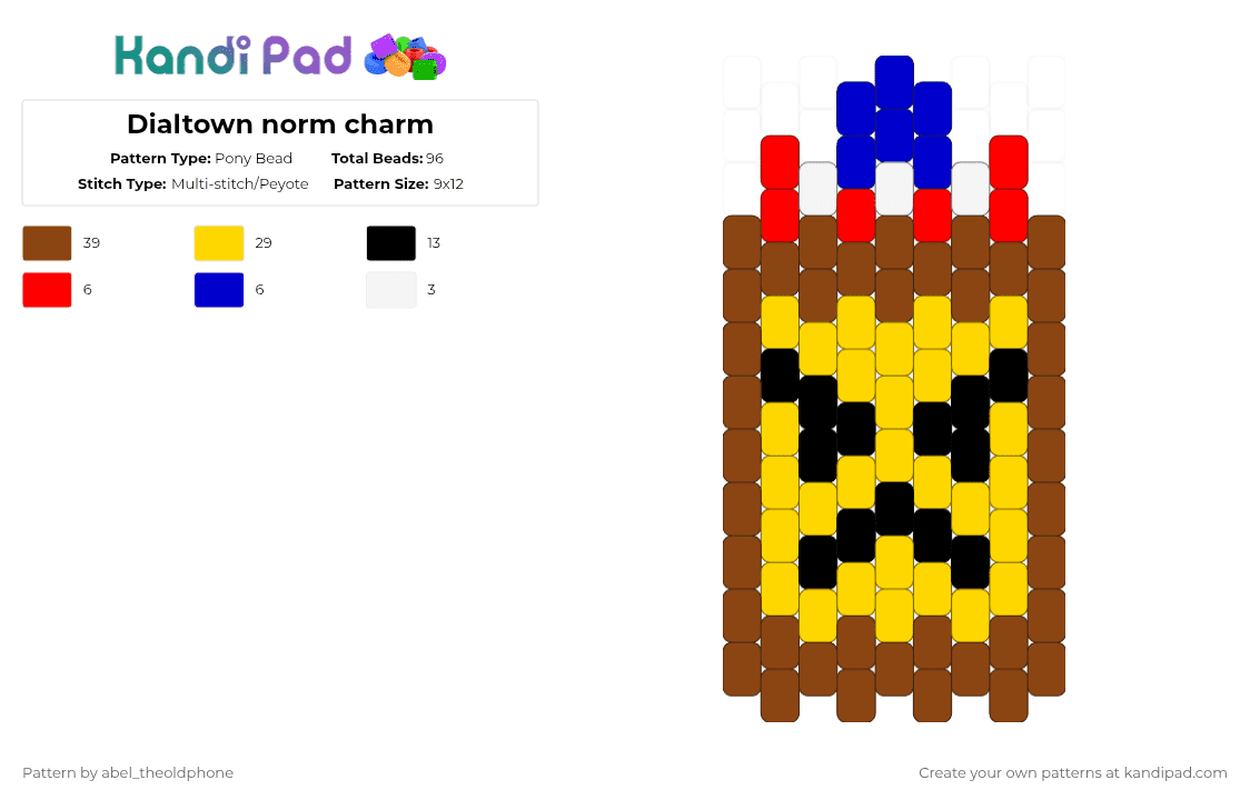 Dialtown norm charm Pony Bead Pattern - Kandi Pad | Kandi Patterns ...