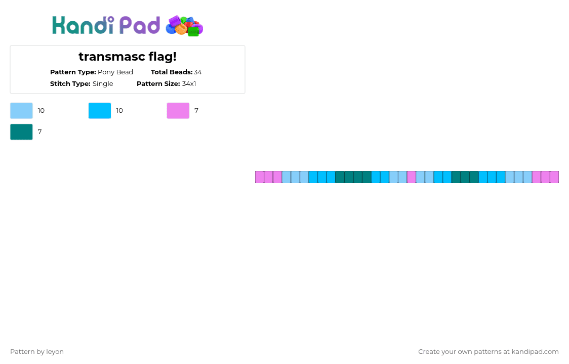 Transmasc flag! Pony Bead Pattern - Kandi Pad | Kandi Patterns, Fuse ...