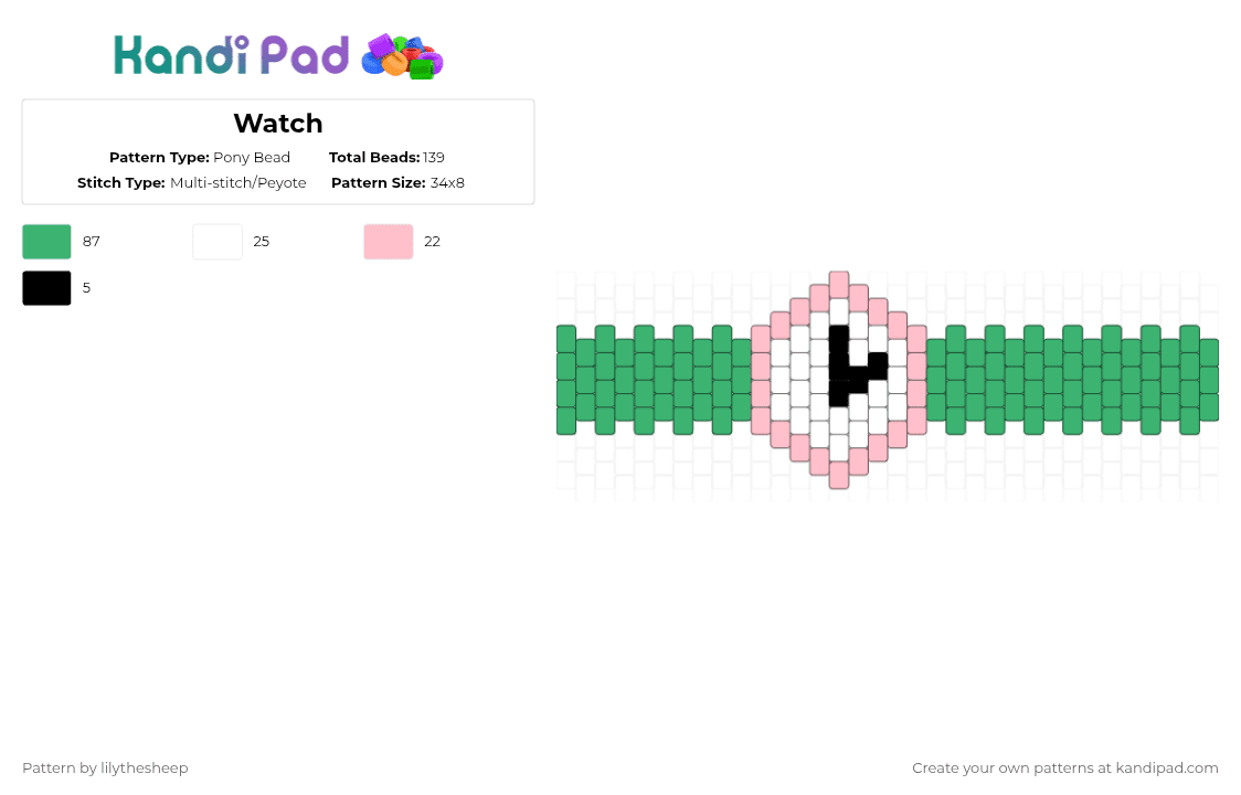 Watch Pony Bead Pattern - Kandi Pad | Kandi Patterns, Fuse Bead ...