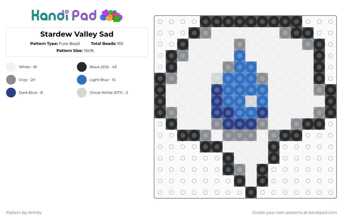Stardew Valley Sad Fuse Bead Pattern - Kandi Pad | Kandi Patterns, Fuse ...